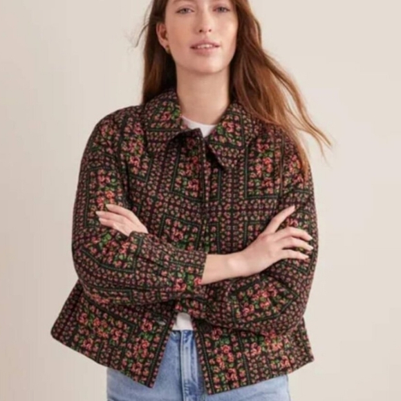 Boden | Jackets & Coats | Boden Quilted Linen Blend Floral Printed ...